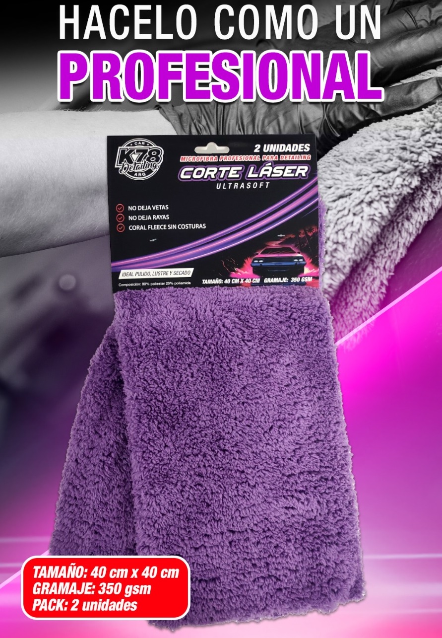 K78 MICROFIBRA CORTE LASER 40X40 PACK X 2 UNID - Mauricio Detoma